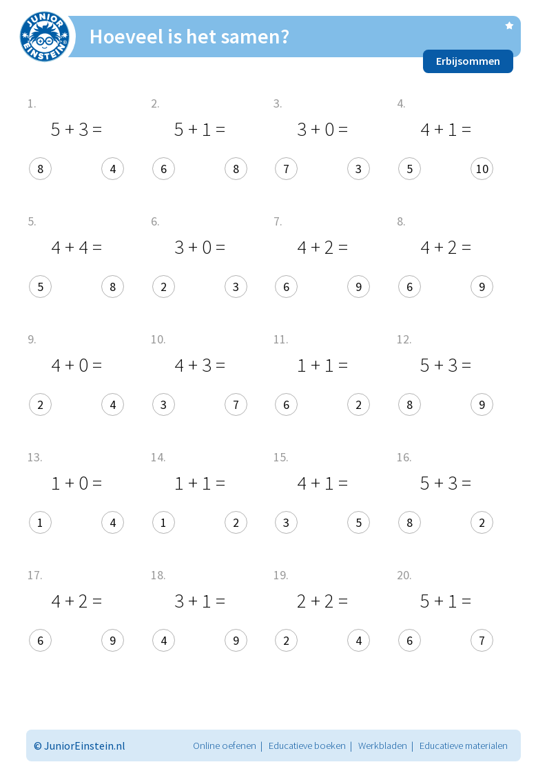 Oefenblad: Hoeveel is het samen?