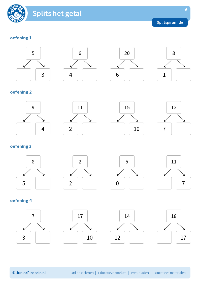 Werkblad: Splits het getal