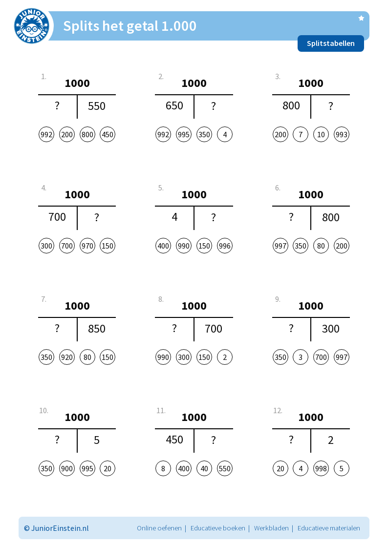 Splits het getal 1.000