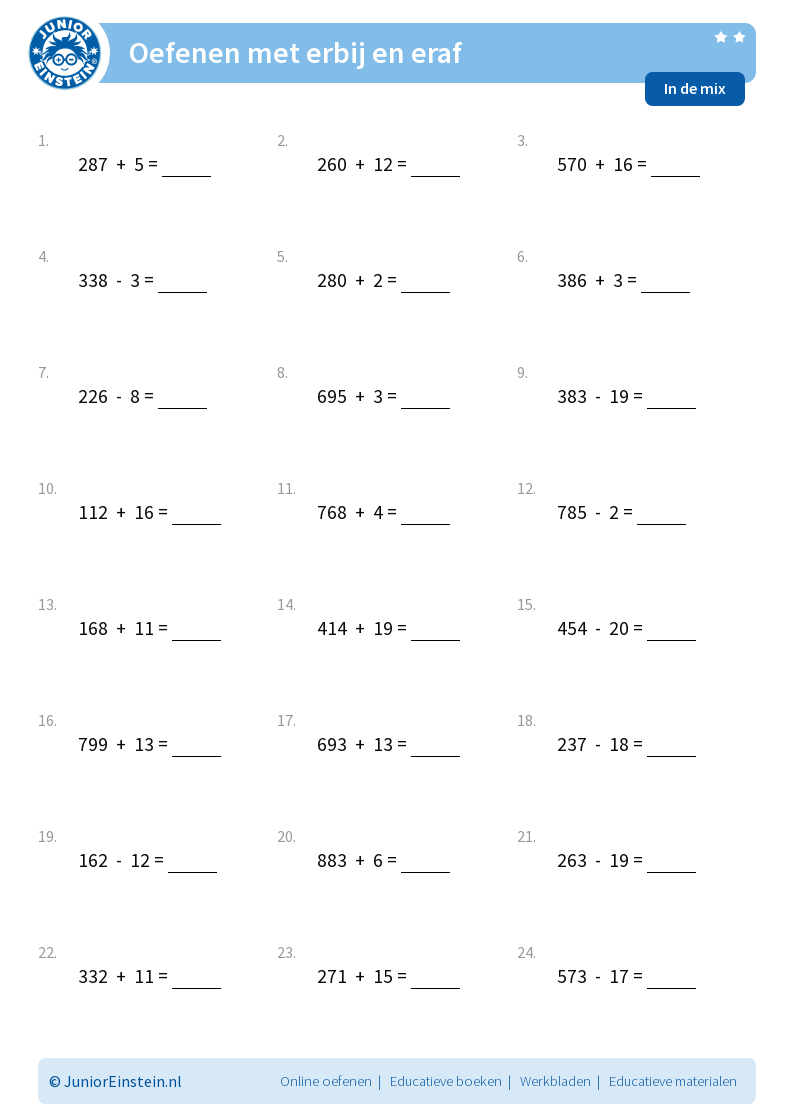 Werkbladen > Automatiseren - Bewerkingen > In de mix > Tot 1.000