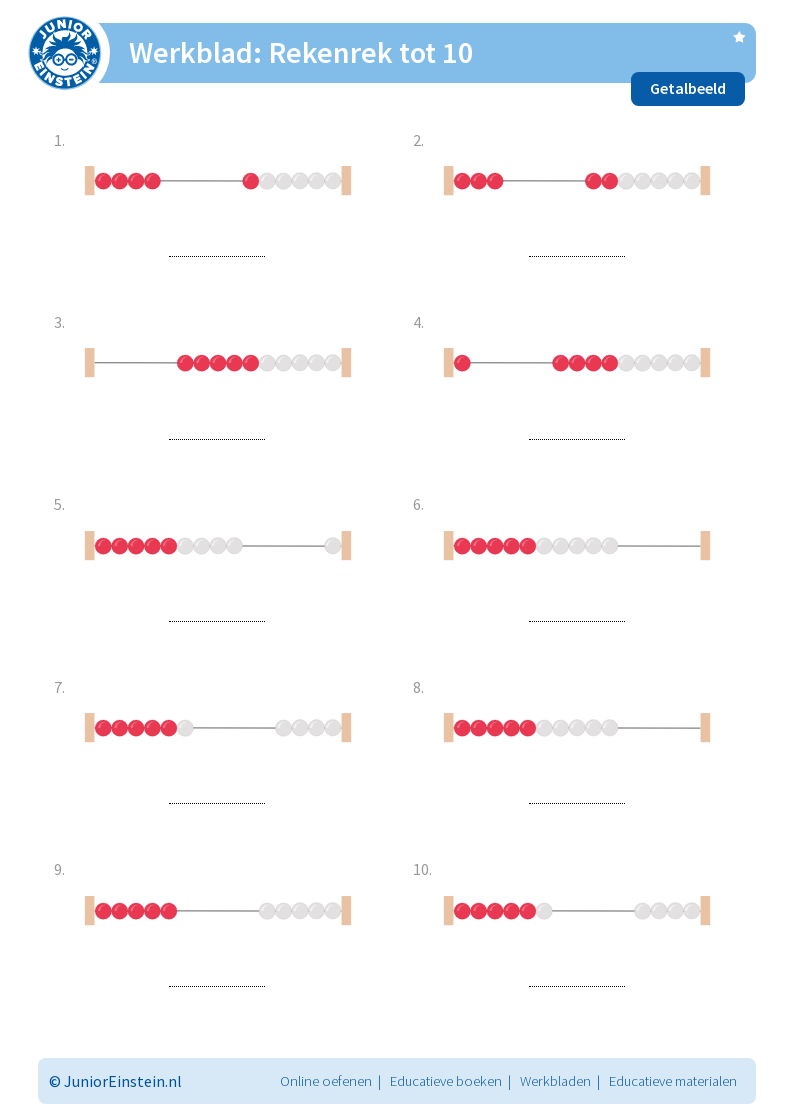 Werkblad: Rekenrek tot 10