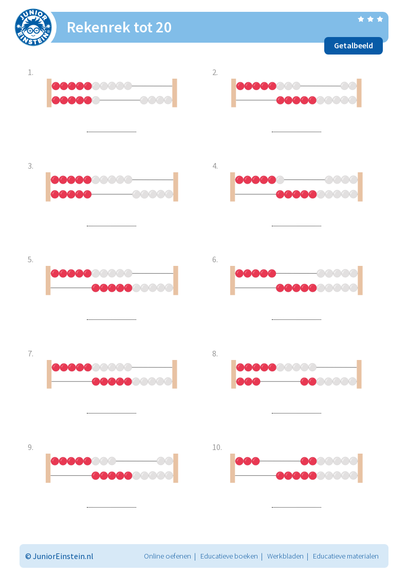 Werkblad: Rekenrek tot 20