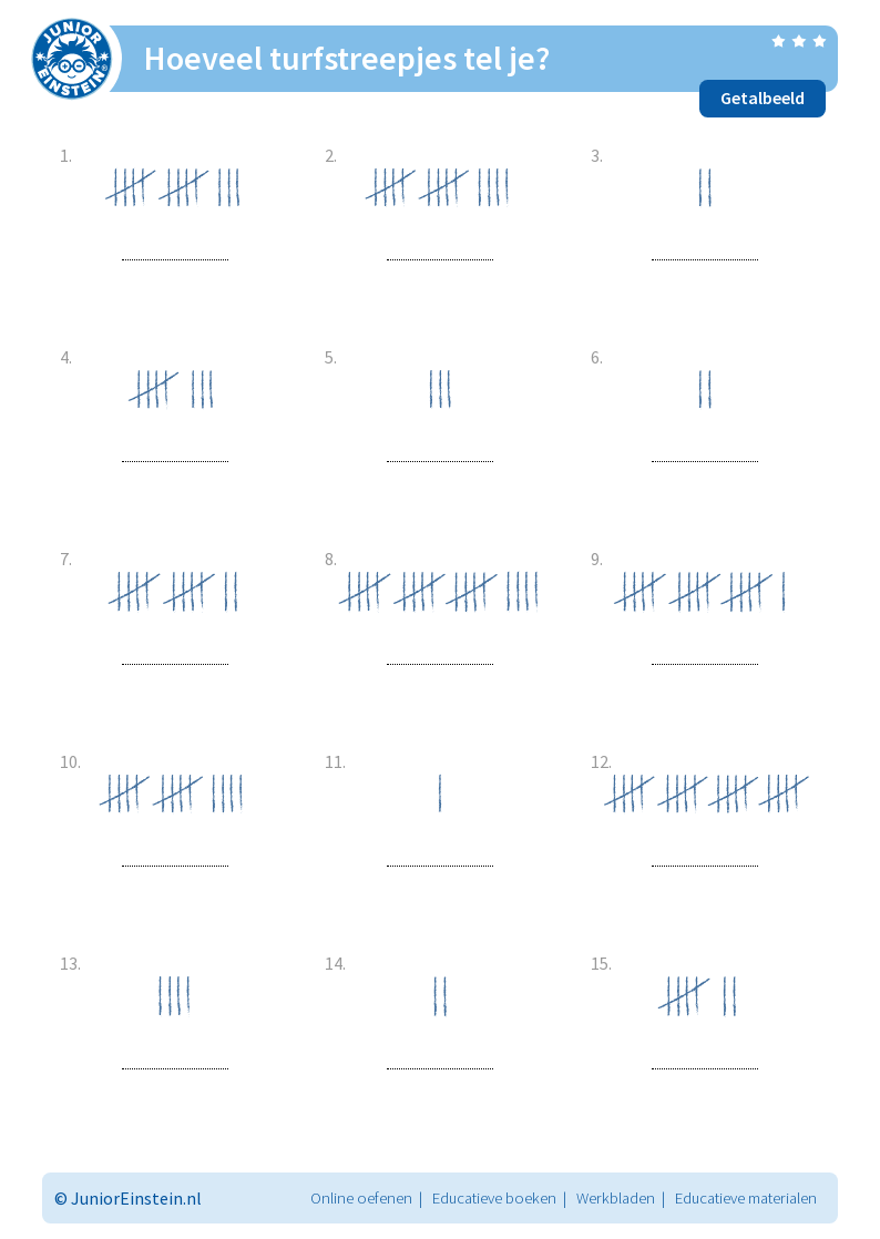 Werkbladen > Automatiseren - Getallen > Getalbeeld > Turven