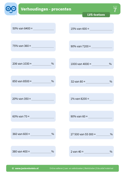 Procenten - kale sommen